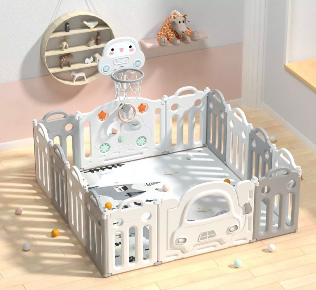 Racing Car Design Foldable play yard Baby Safety playpen Slide ...