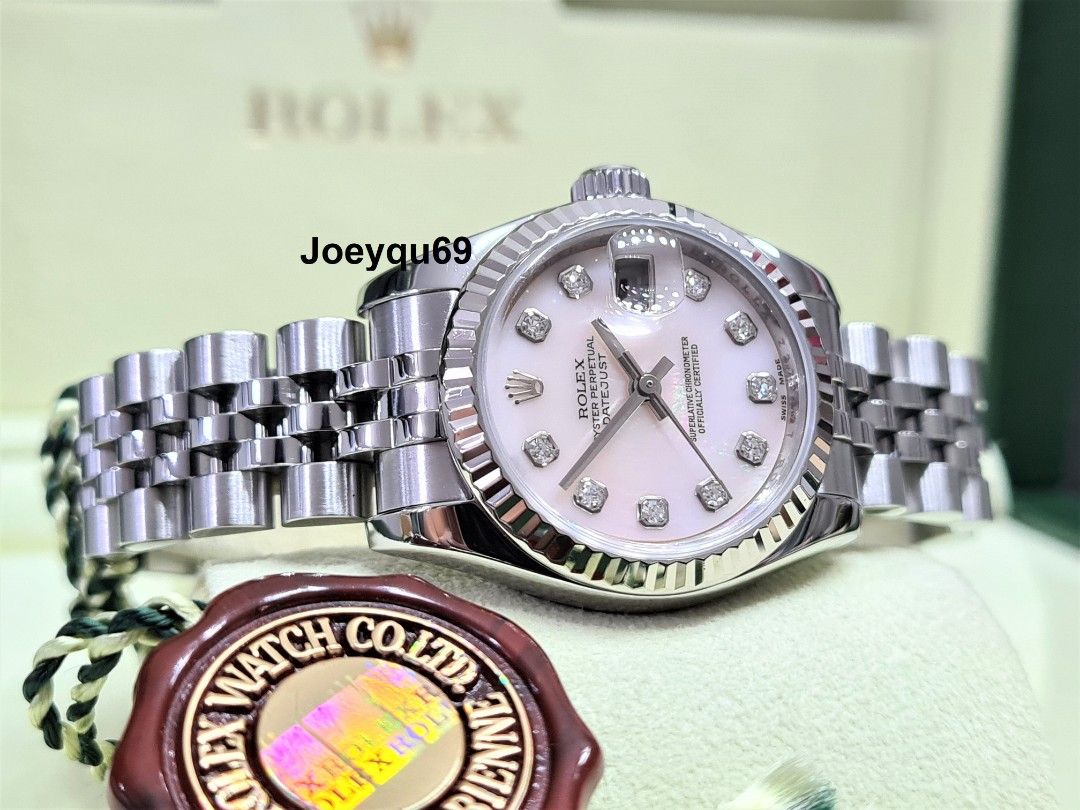 Rare Orig Pink MOP 10 Diamonds dial ROLEX Datejust ladies Super Jubilee ...