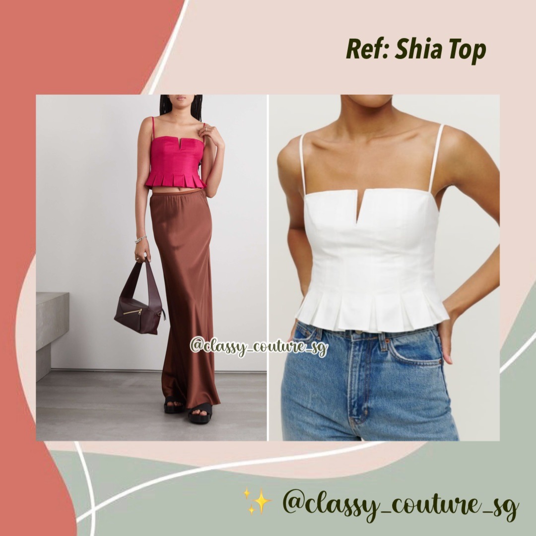 Reformation Shia Top in Rhubarb red and White, Women's Fashion, Tops ...