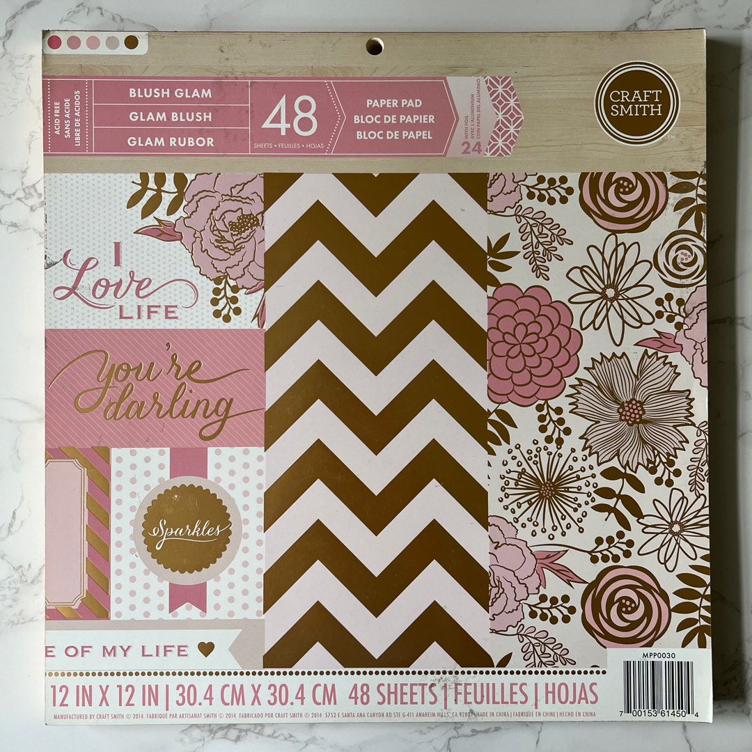 Scrapbooking Paper Stack (Blush Glam), Hobbies & Toys, Stationary ...
