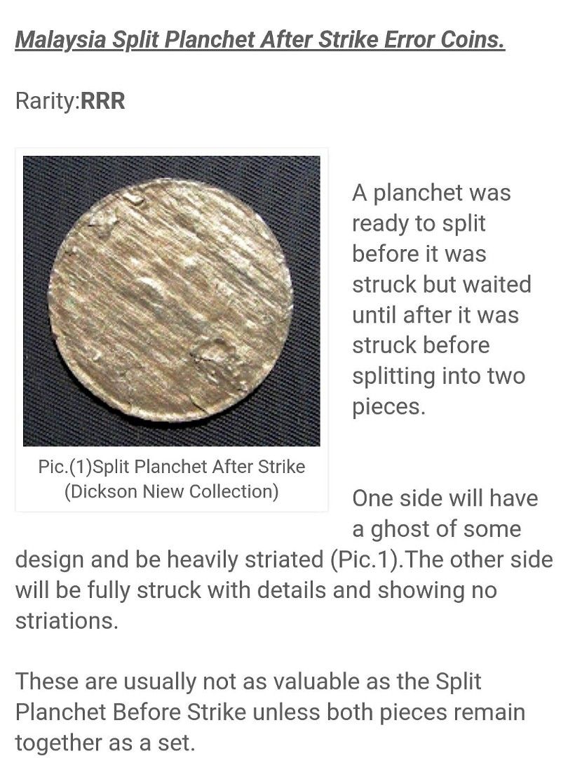 SINGAPORE RARE 1976 20 CENT SPLIT PLANCHET, AND RARE 1974 10 CENT ...