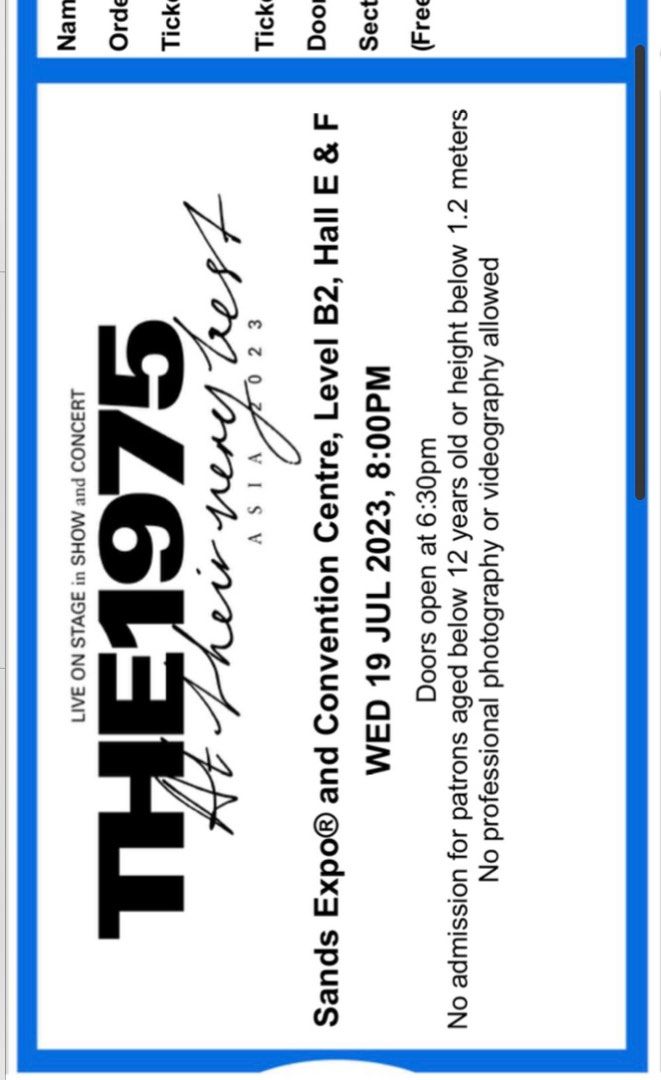 The 1975 concert ticket, Tickets & Vouchers, Event Tickets on Carousell