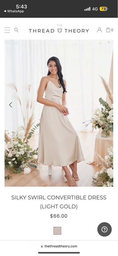 The Thread Theory Silky Swirl Convertible Dress (Gold), Women's Fashion ...