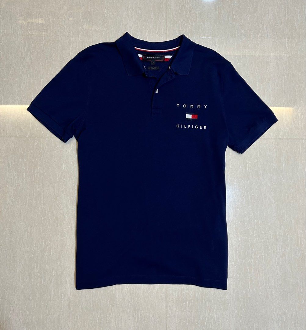 Tommy Hilfiger logo polo t-shirt, Men's Fashion, Tops & Sets, Tshirts & Polo Shirts on Carousell