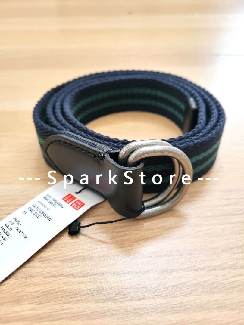 Uniqlo Sabuk Ikat Pinggang Pria Canvass Double Ring Navy Hijau, Fesyen ...