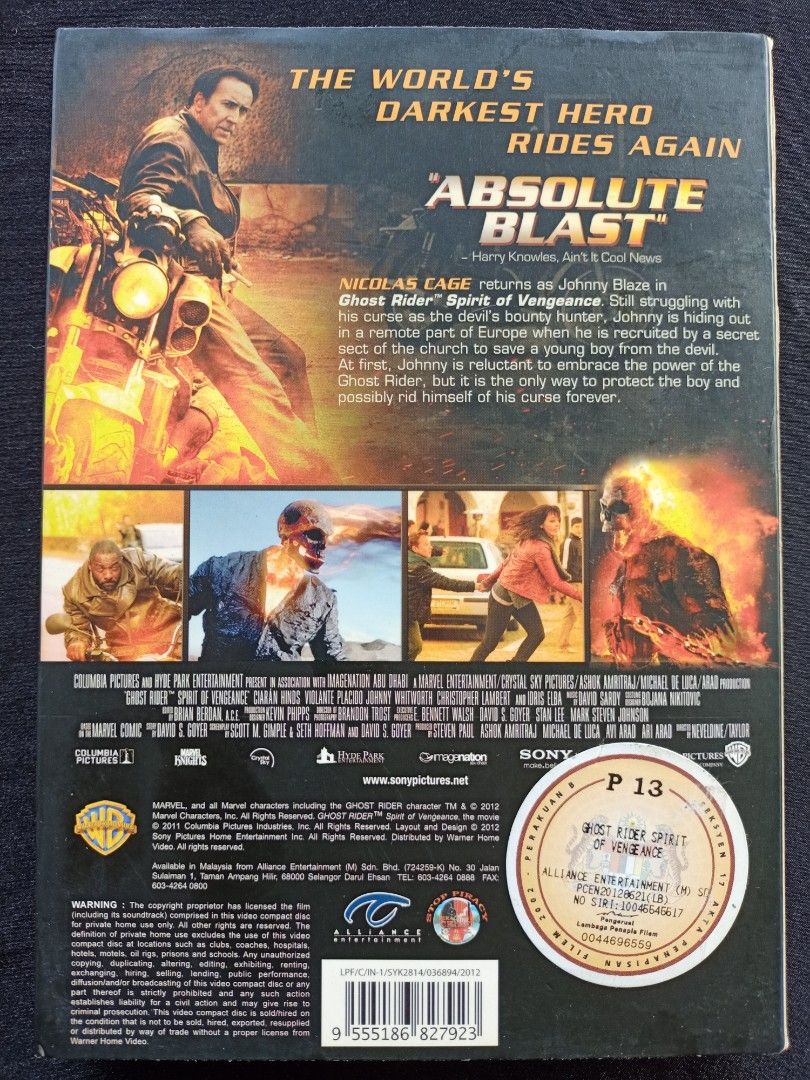 VCD Ghost Rider : Spirit Of Vengeance, Hobbies & Toys, Music & Media ...