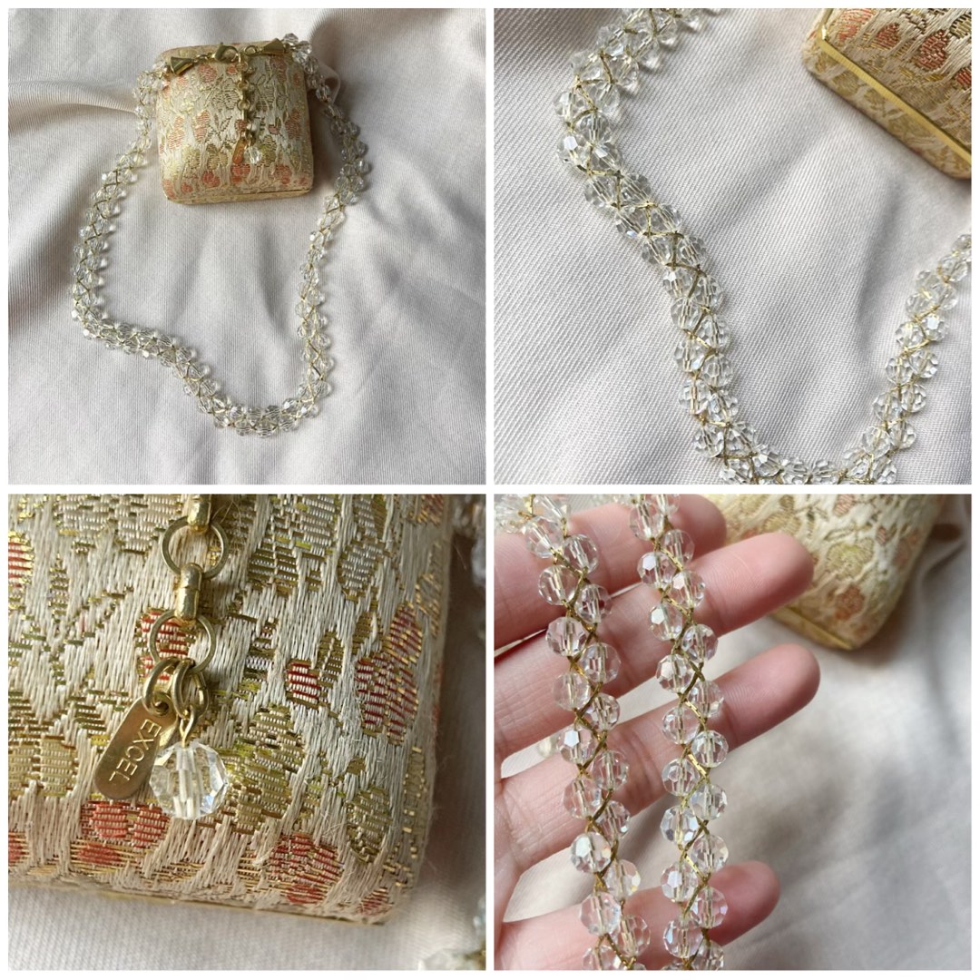 Vintage AB Crystal Signed Excel Necklace, Women's Fashion, Jewelry ...