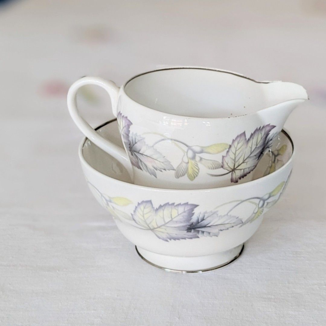 Vintage Shelley English bone china milk jug and sugar bowl, Furniture ...