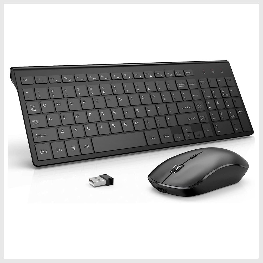 Wireless Keyboard and Mouse Combo Rechargeable 2.4G Ergonomic and Slim for Windows, PC, Laptop ...