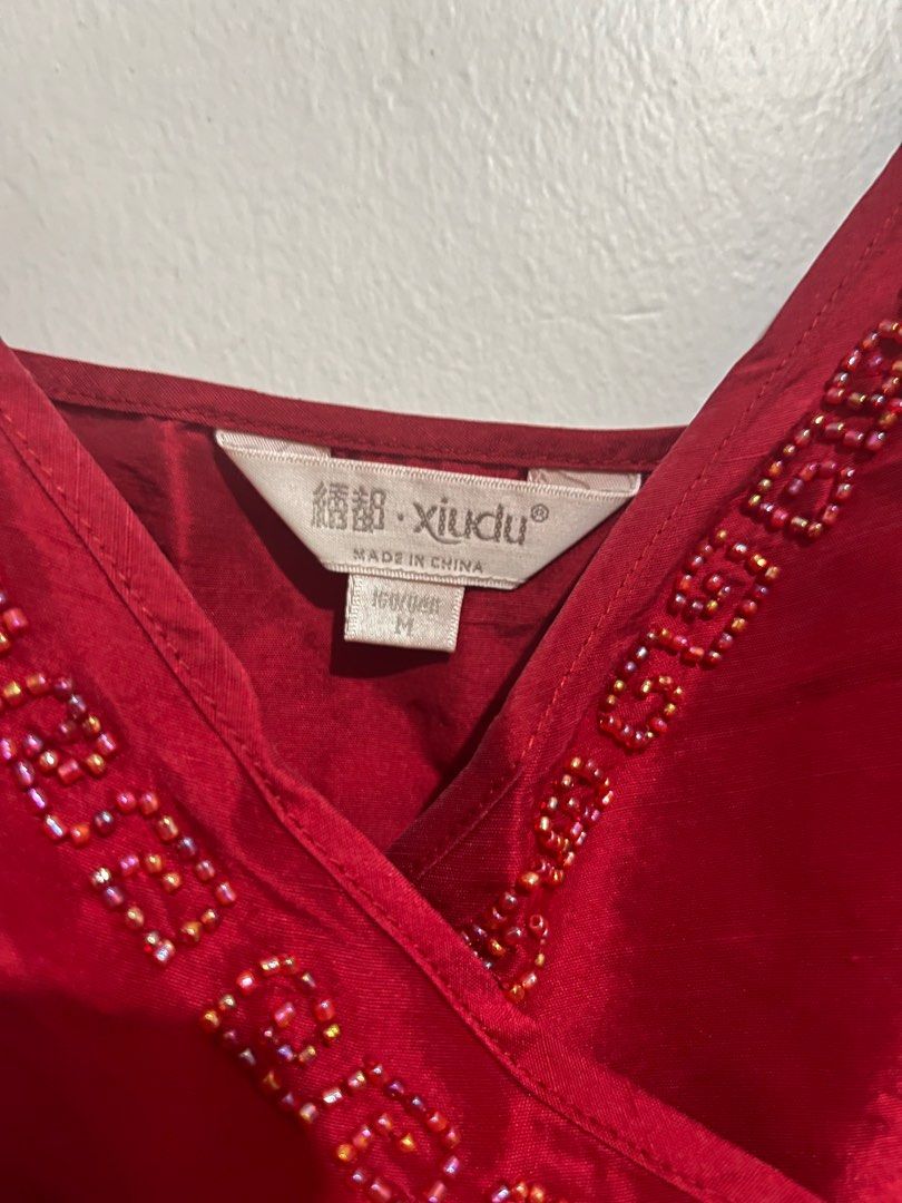 y2k red beaded top, Women's Fashion, Tops, Sleeveless on Carousell