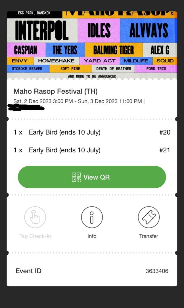2 x Maho Rasop Festival 2023 (Bangkok, TH) tickets, Tickets & Vouchers ...