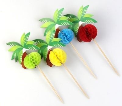 3D Coconut Tree / Tropical themed cake topper / fruit picks / food ...