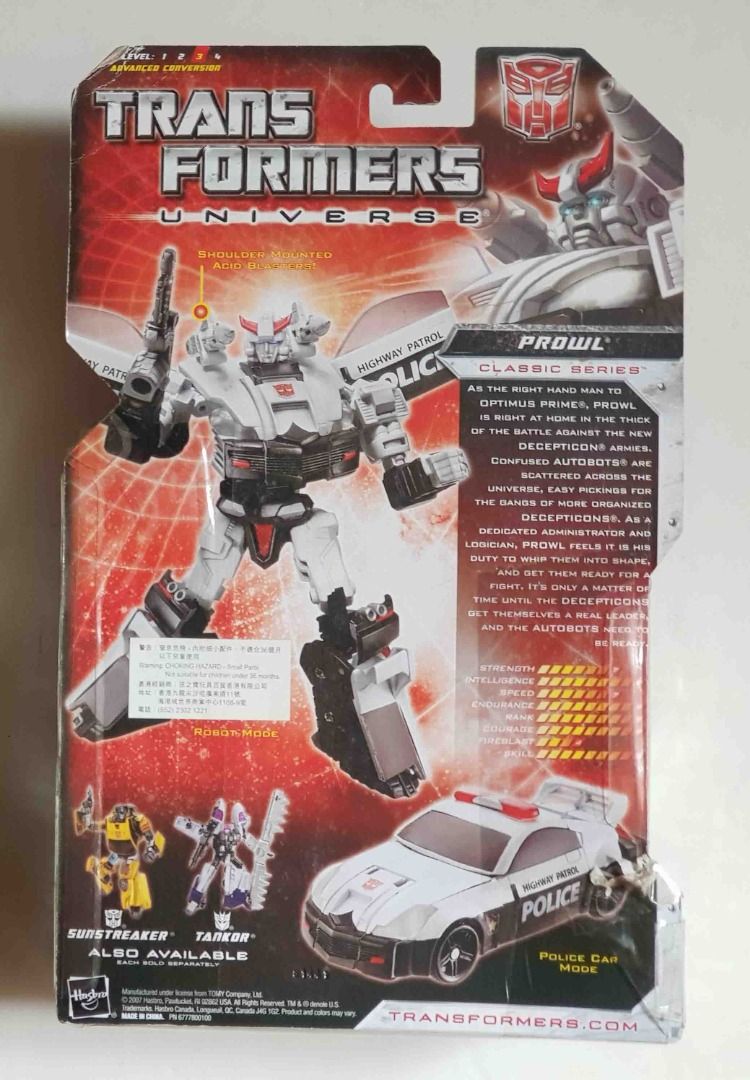 變型金剛 潛行獸TRAMSFORMERS UNIVERSE CLASSIC SERIES PROWL ROBOT / POLICE CAR ...