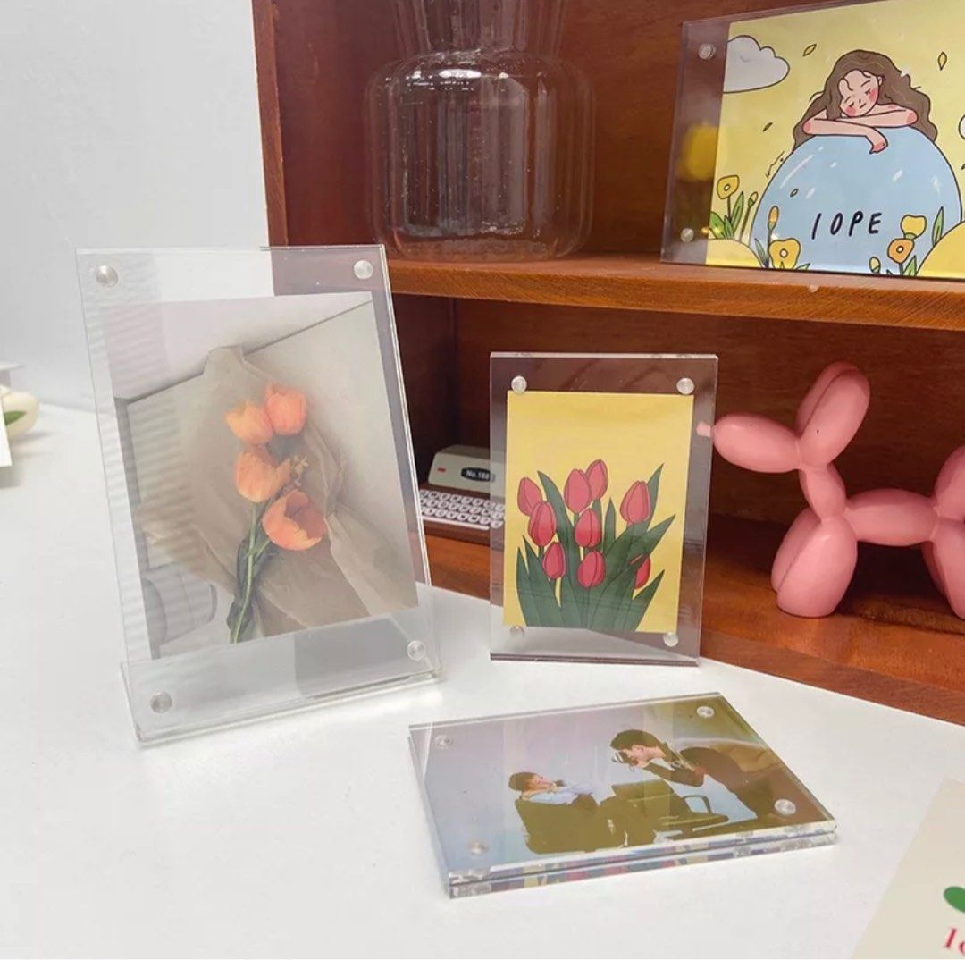 Acrylic Family Photo Frame Photo Stand Picture Frames ID Card Holder ...