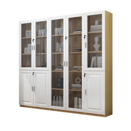 Book Cabinet With Lock With Tempered Glass Door Book Shelf Display ...