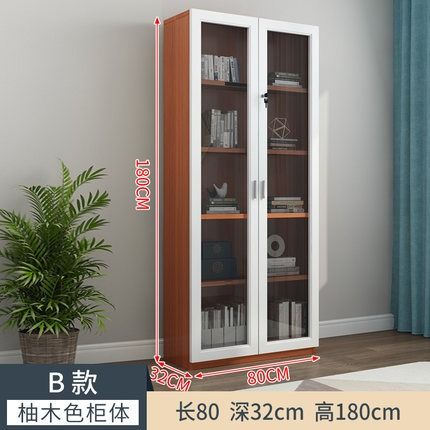 Book Cabinet With Lock With Tempered Glass Door Book Shelf Display ...