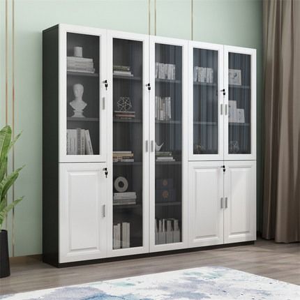 Book Cabinet With Lock With Tempered Glass Door Book Shelf Display ...
