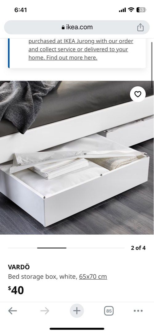 Brand new ikea Vardo under bed storage, Furniture & Home Living, Home ...
