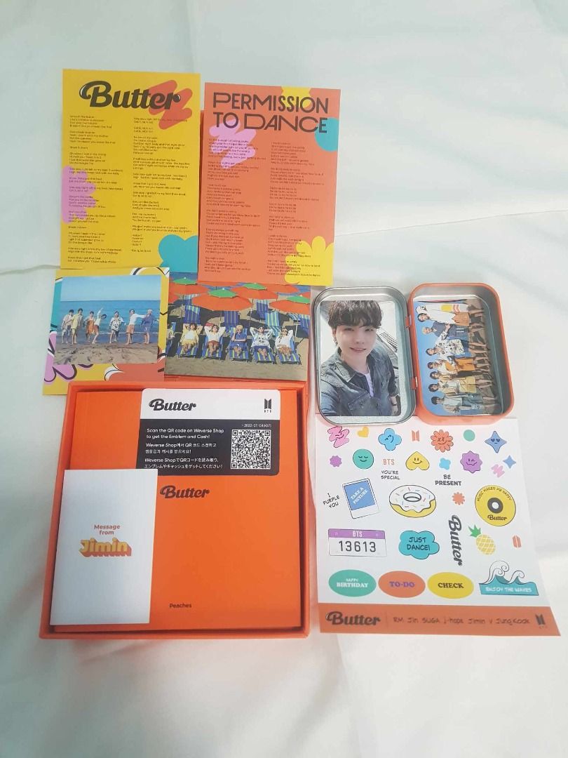 BTS butter unsealed album peach version w/ folded poster and weverse ...