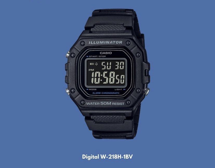 Casio Illuminator W-218H-1B Digital Quartz W218H-1B Triple Black W218 ...