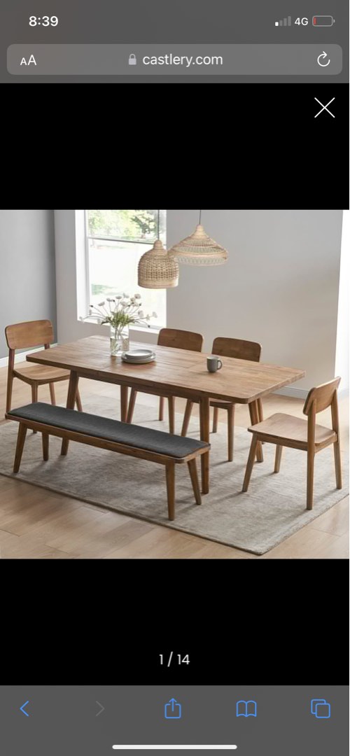 Castlery Seb Extendable Dining Table Solid Wood, Furniture & Home ...