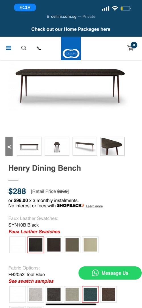 Cellini Henry Dining Bench, Furniture & Home Living, Furniture, Chairs on Carousell