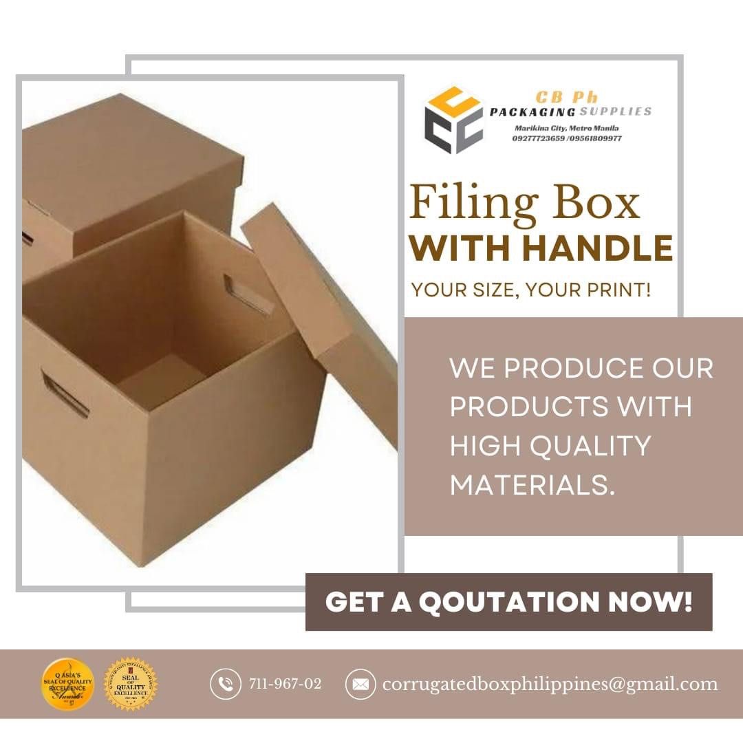 corrugated filing box die cut mailer box with handle on Carousell