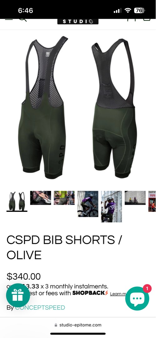 Cspd Original Bib (Olive) S size, Sports Equipment, Bicycles & Parts ...