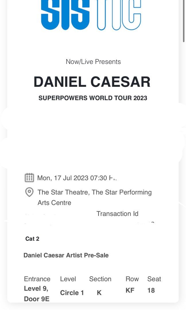 Daniel Caesar Superpowers Cat 2 x 2, Tickets & Vouchers, Event Tickets on Carousell