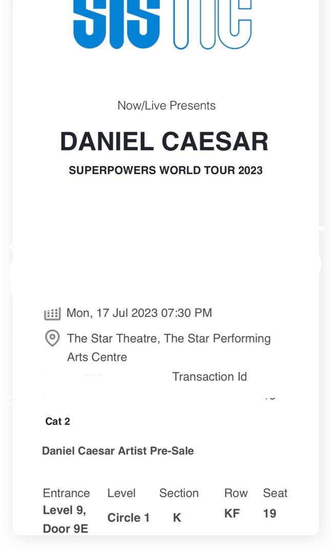 Daniel Caesar Superpowers Cat 2 x 2, Tickets & Vouchers, Event Tickets on Carousell
