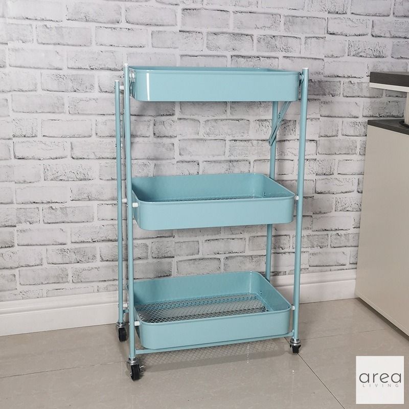 Foldable Kitchen Trolley Rack in Metal with Lockable Wheels, Furniture ...