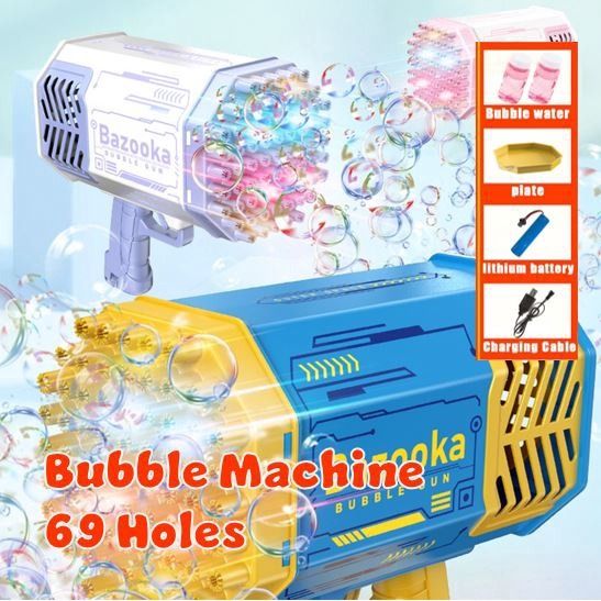 Gatling Bubble Machine Gun with 69 Holes High Output Electric Bubble ...