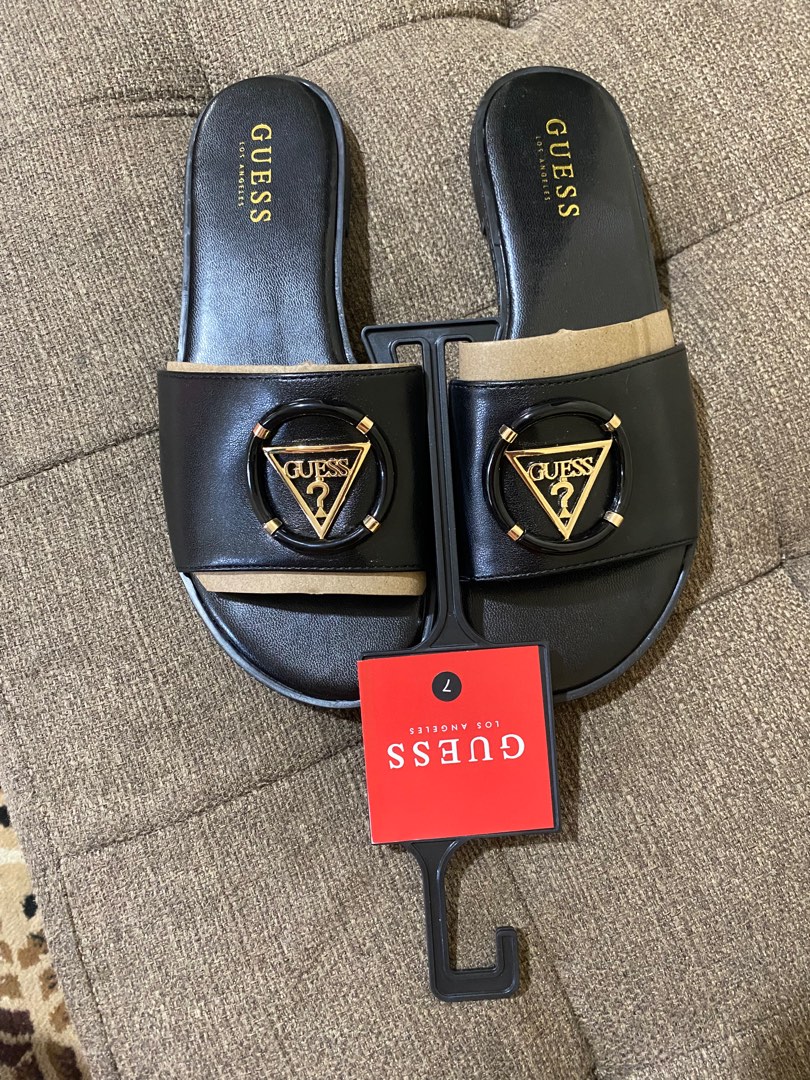 Guess Slide Size 7, Women's Fashion, Footwear, Flats & Sandals on Carousell