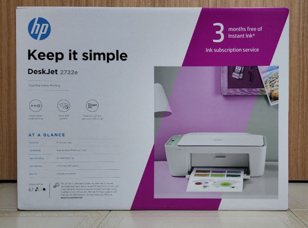 HP DeskJet 2722e All-in-One Printer, Computers & Tech, Printers ...