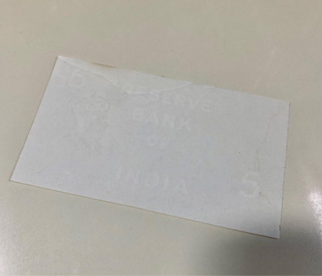 India 5 rupee watermark paper, Hobbies & Toys, Memorabilia ...