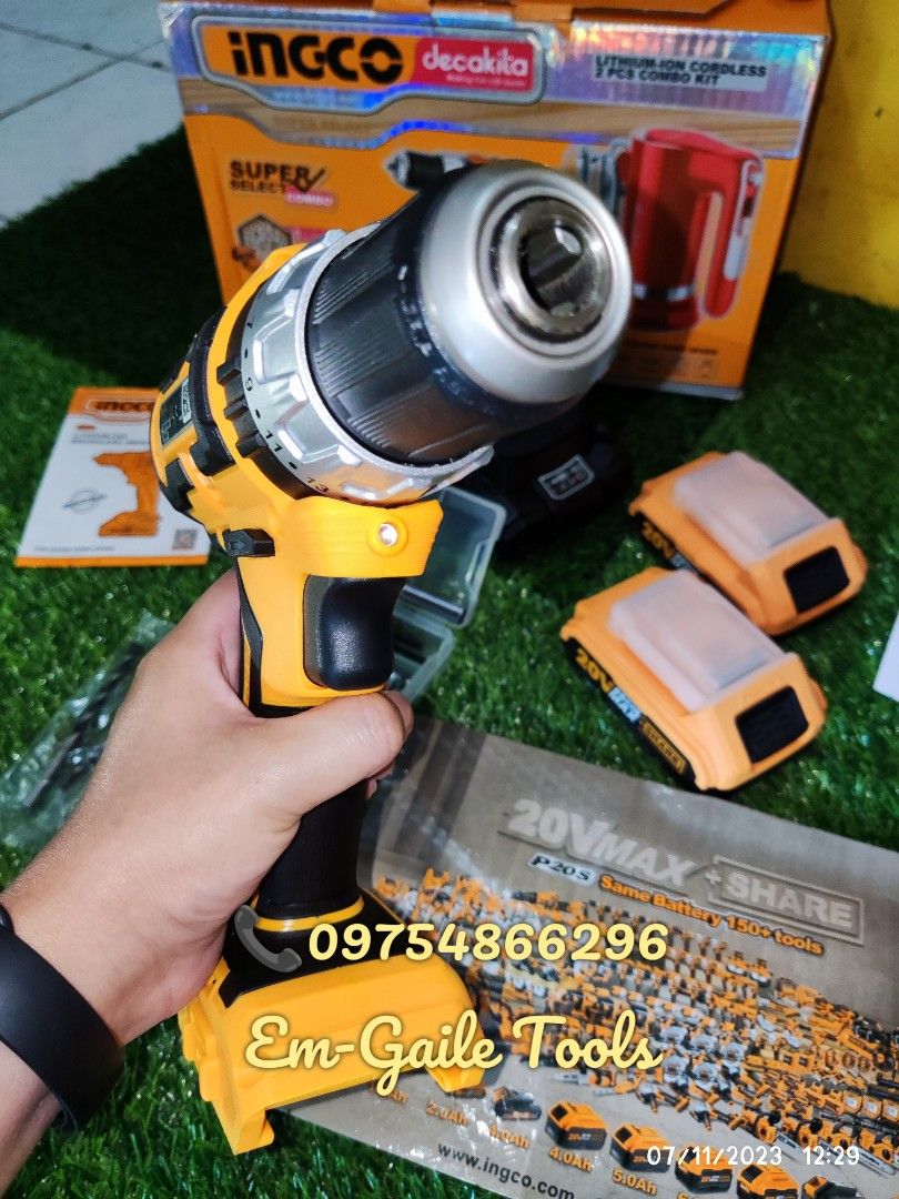INGCO Cordless 2pcs./set Combo Kit Brushless Impact Drill with DECAKILA ...