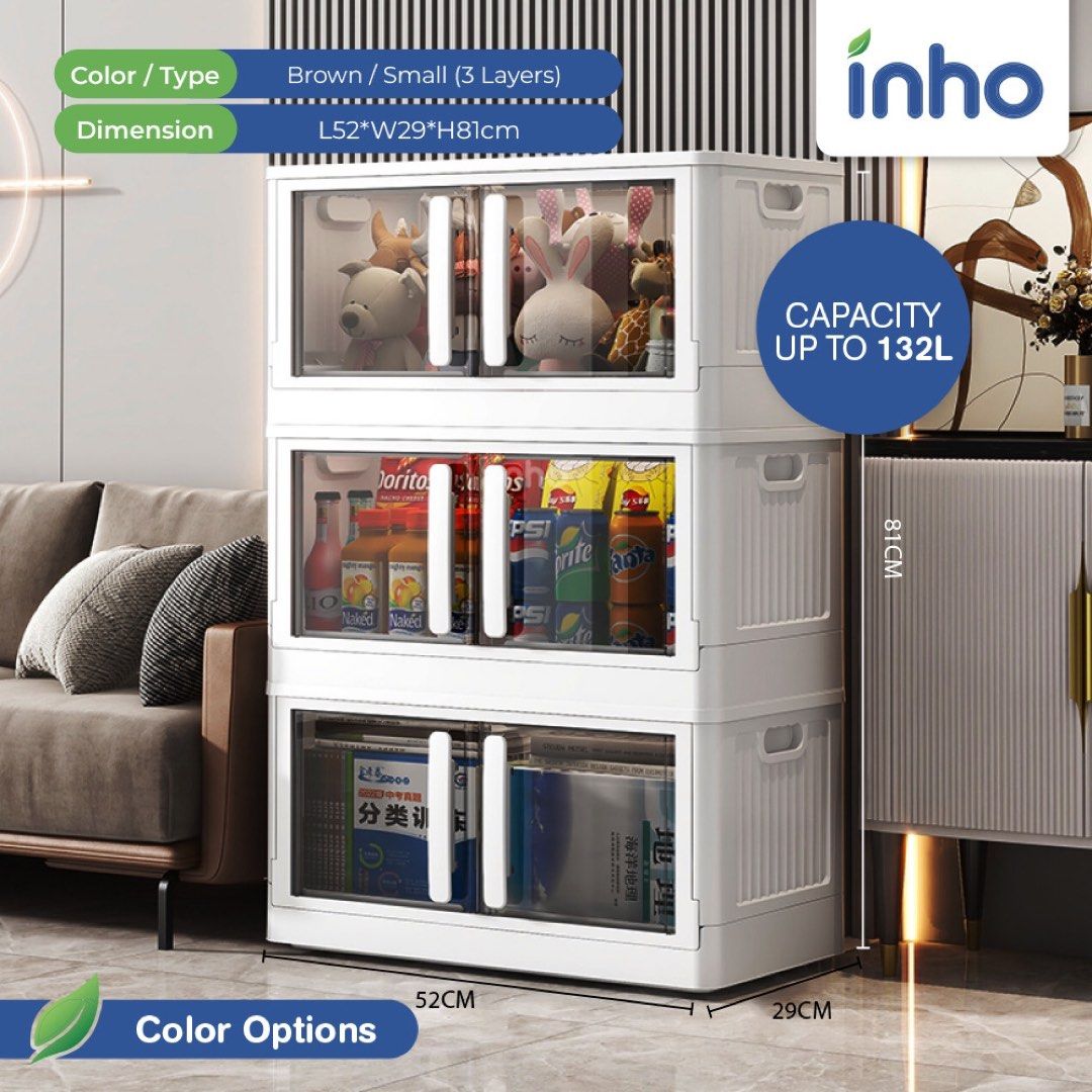 Inho 3 Layers Storage Cabinet Foldable, Everything Else, Others on ...