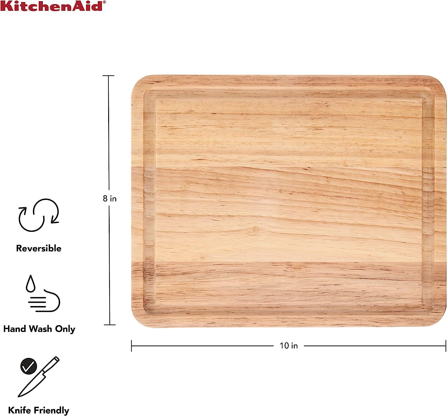 KitchenAid Classic Rubberwood Cutting Board with Perimeter Trench ...