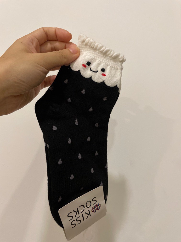 Korea cloud socks with smiley face and raindrops, Women's Fashion, Watches & Accessories, Socks ...