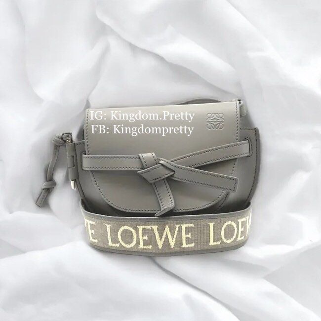 Loewe Mini Dual Gate Flap Bag Ribbon Closure Logo Printed Crossbody Pre ...
