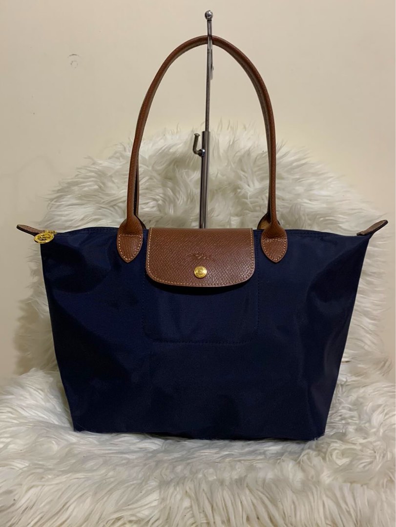 Longchamp small long handle navy blue, Luxury, Bags & Wallets on Carousell