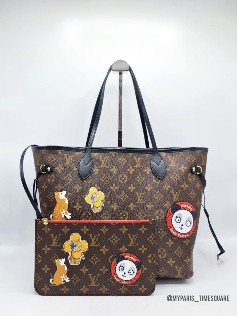 L.V. Monogram World Tour Neverfull MM With Pouch, Luxury, Bags ...