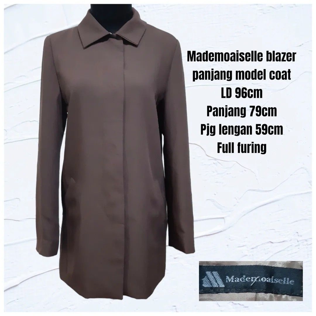 Mademoaiselle blazer panjang model coat, Fesyen Wanita, Pakaian Wanita ...