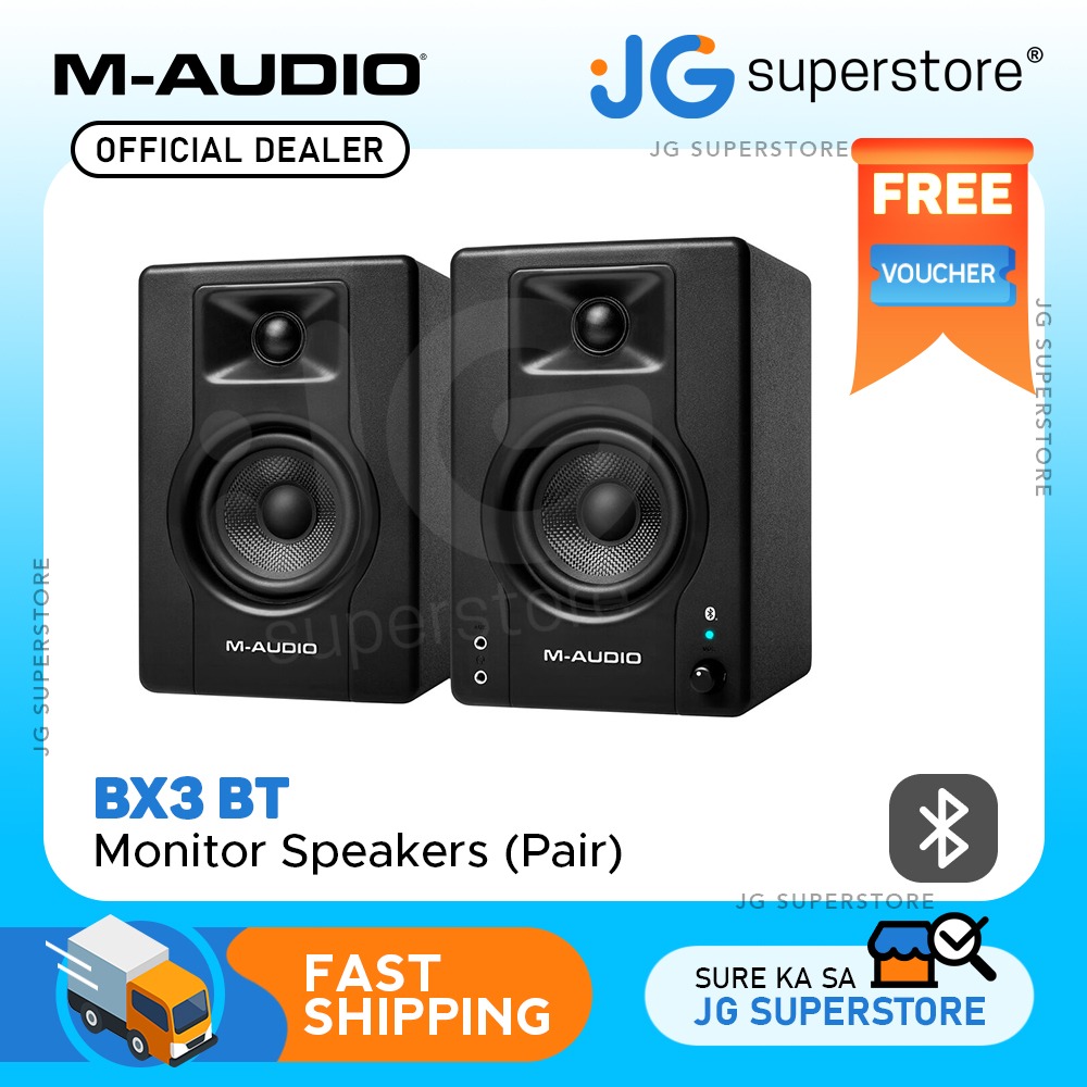 M-Audio BX3 BT 3.5-Inch 120W Bluetooth Multimedia Monitor Speakers with Kevlar LF Driver and ...