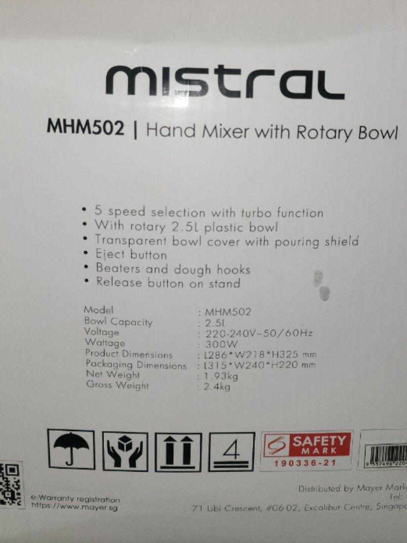 Mistral MHM502 Hand Mixer with Rotary Bowl, TV & Home Appliances ...