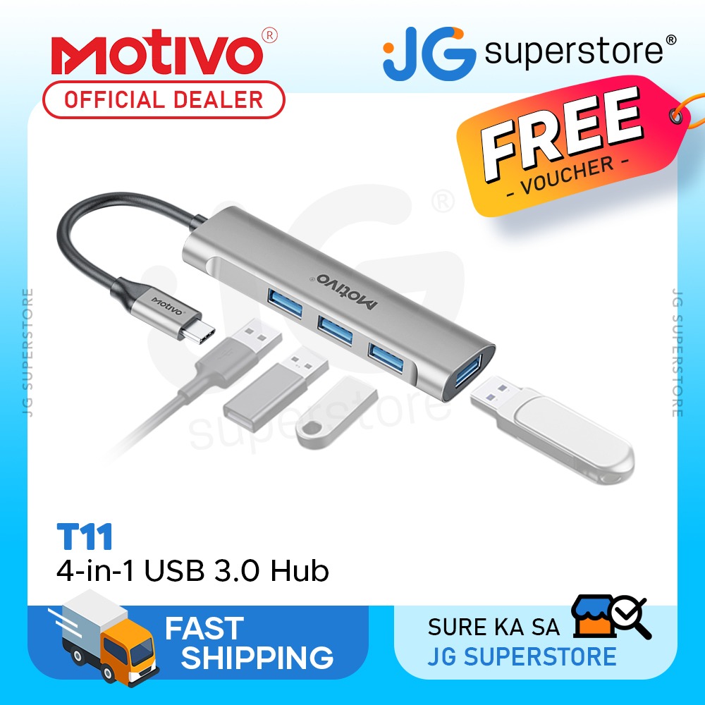 Motivo T11 4-in-1 USB Type-C Hub Docking Station with USB 3.0 Ports, Smart Chip for Faster Data ...