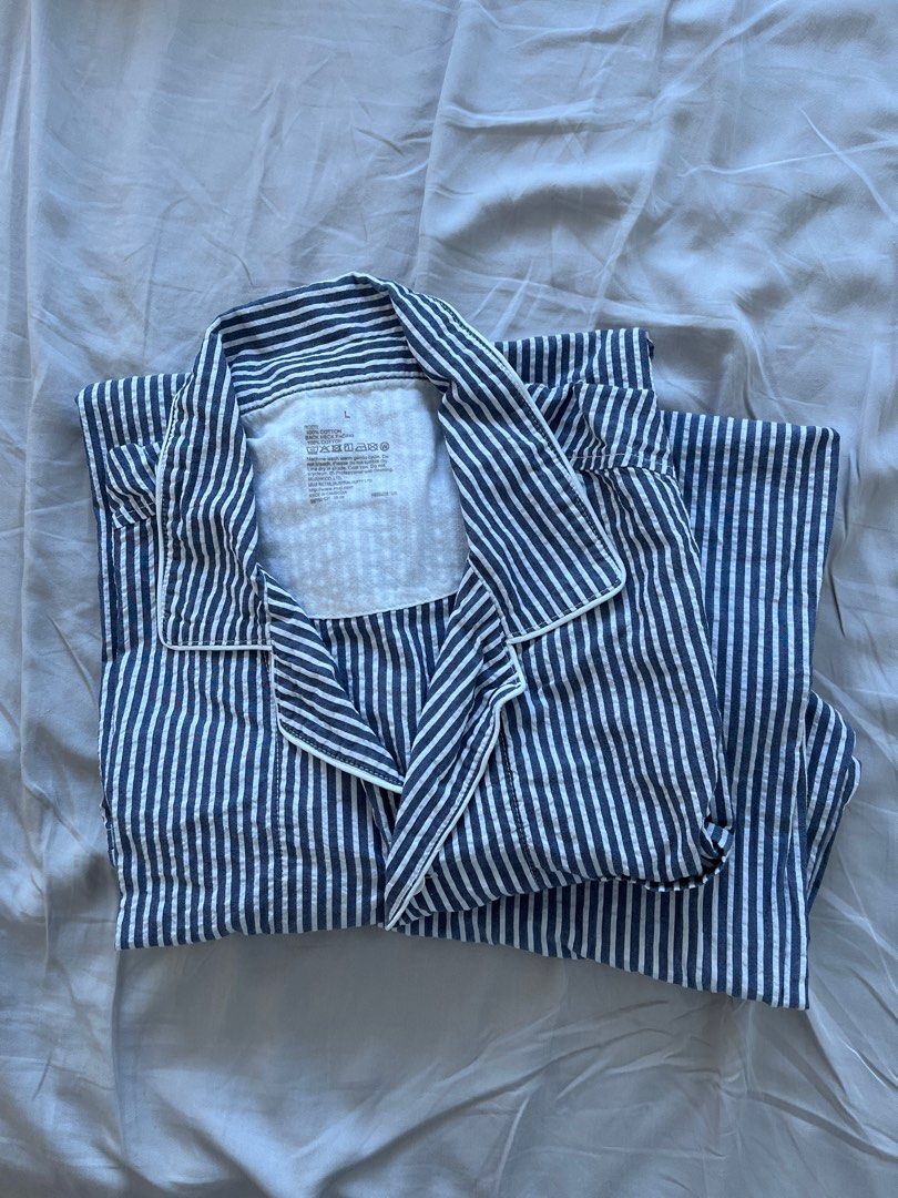 Muji Seersucker Pajamas Set, Women's Fashion, New Undergarments ...