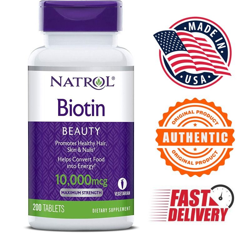 Natrol Biotin Beauty Tablets Maximum Strength 10, 000mcg - Promotes ...