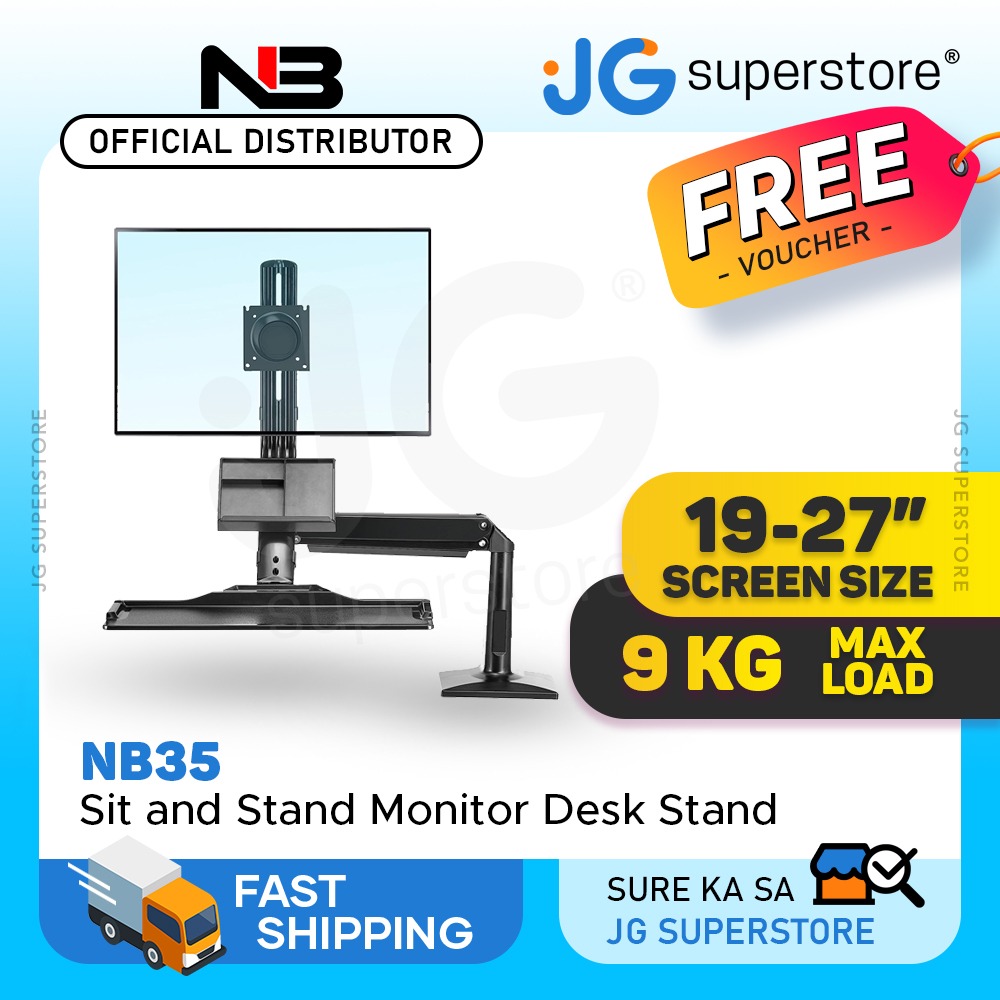North Bayou NB 35 Heavy Duty Sit Stand Desk Converter VESA Monitor Wall Mount (19"-27" Screens ...