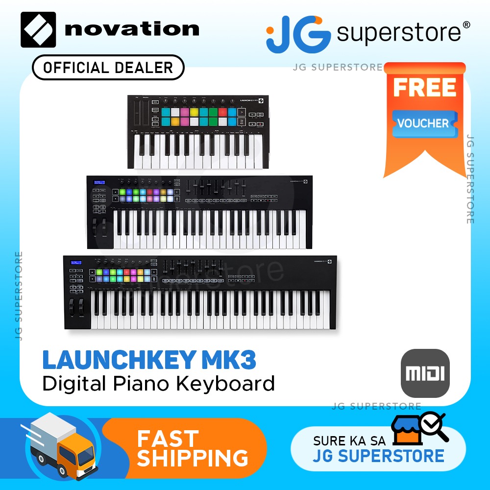 Novation Launchkey MK3 Digital Piano Keyboard 5-Pin 16x2 Char Screen MIDI Output (Available Keys ...